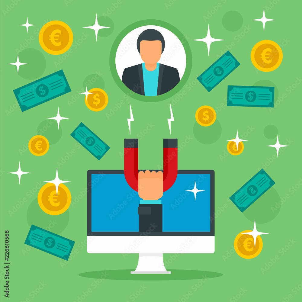 Client money retention concept background. Flat illustration of client ...