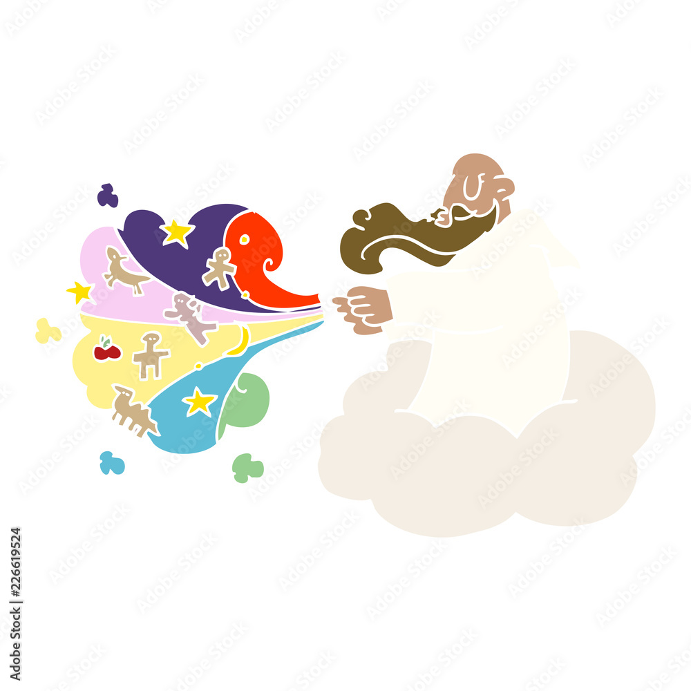 cartoon doodle god creating universe Stock Vector | Adobe Stock