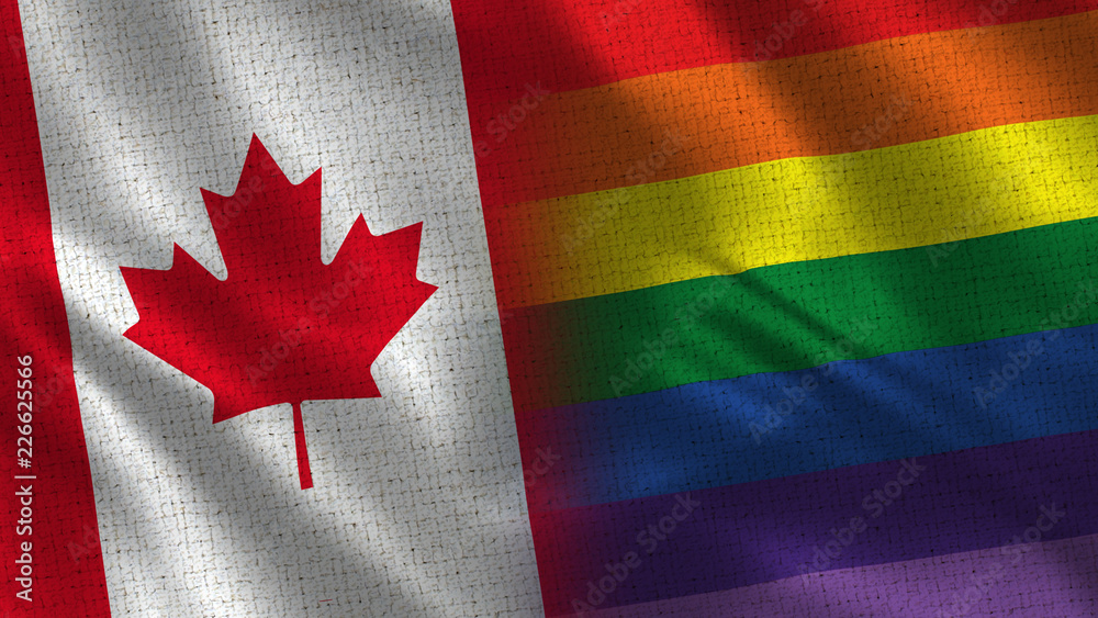 Canada and Pride - 3D illustration Two Flag Together - Fabric Texture ...