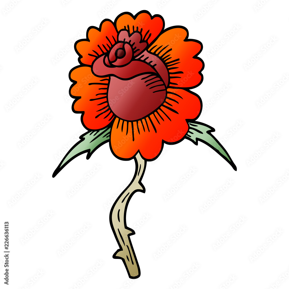 cartoon doodle rose tattoo symbol Stock Vector | Adobe Stock
