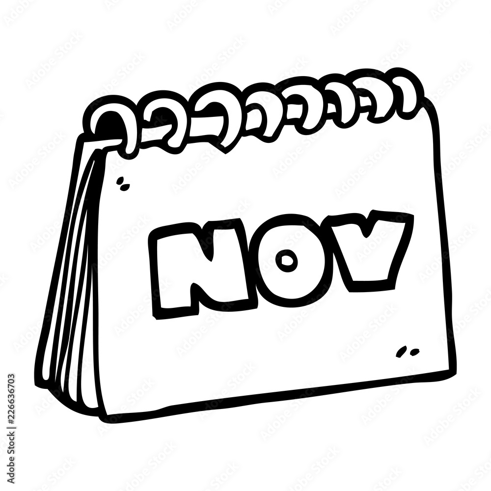 line drawing cartoon calendar showing month of november Stock Vector ...