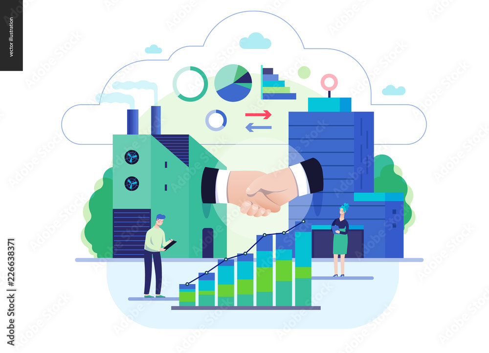 Business series, color 3 - b2b. business to business - modern flat ...