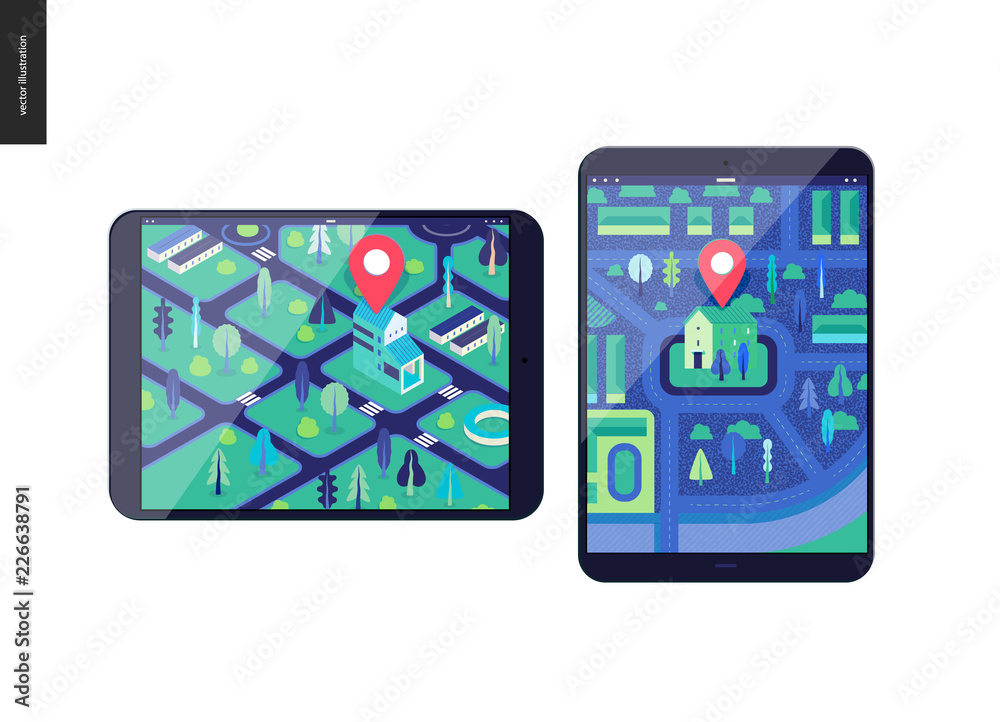 Business series, color 3 - map - modern flat vector illustration ...