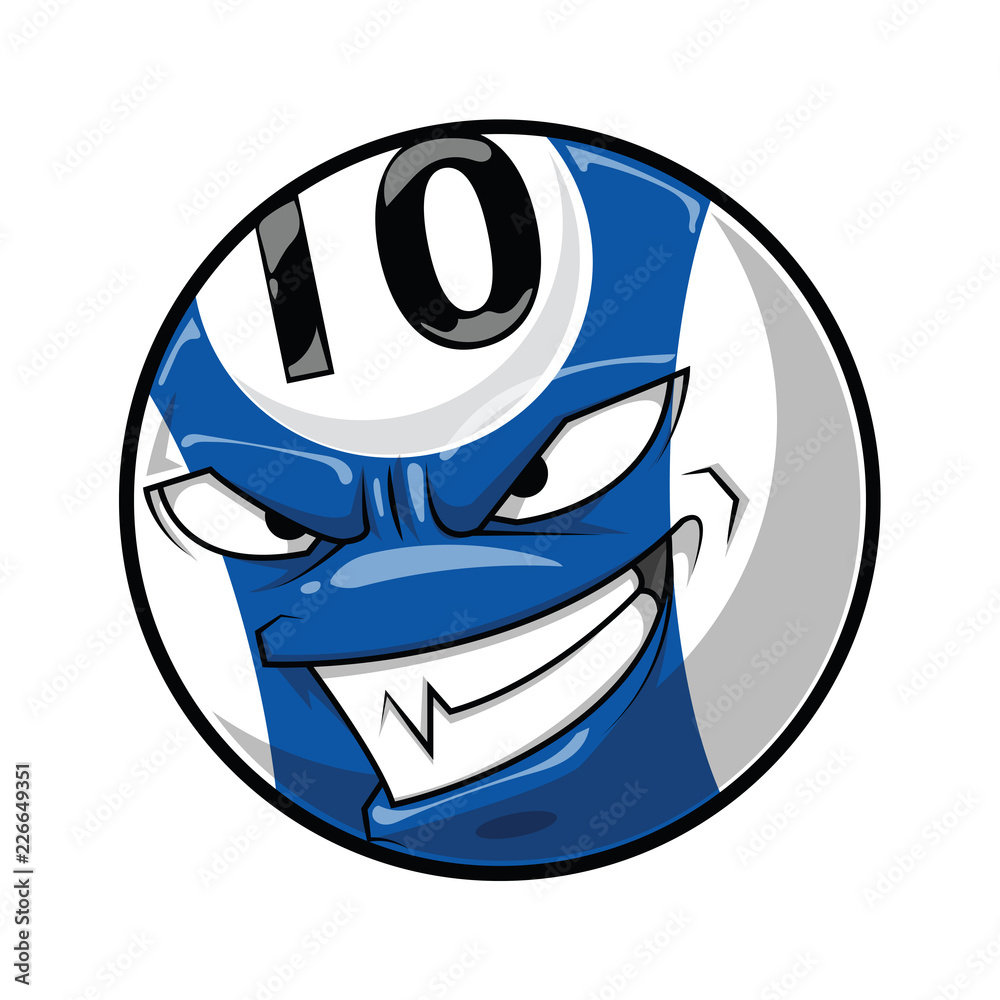 Cartoon pool ball angry face Stock Vector | Adobe Stock