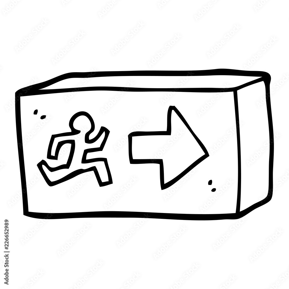line drawing cartoon exit sign Stock Vector | Adobe Stock