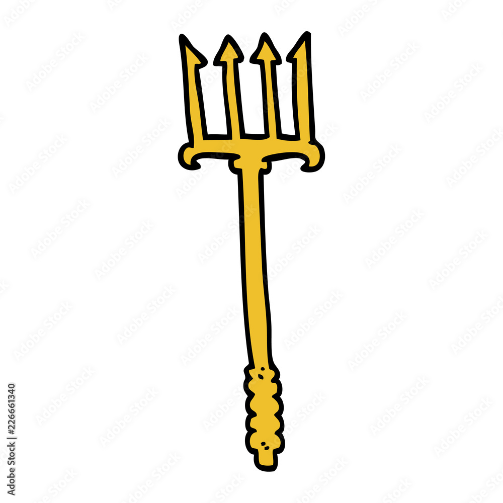 cartoon doodle gold trident Stock Vector | Adobe Stock
