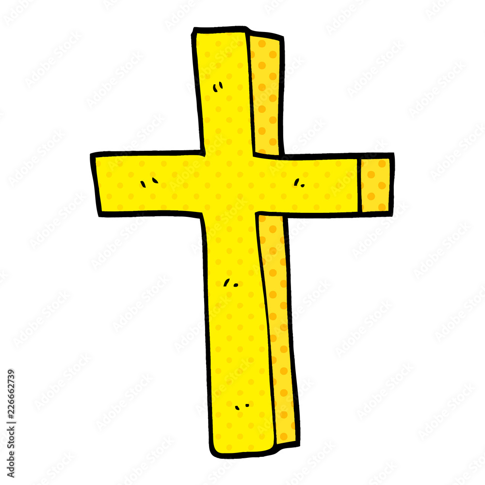 cartoon doodle of a gold cross Stock Vector | Adobe Stock