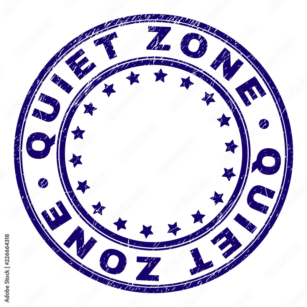 QUIET ZONE stamp seal watermark with grunge style. Designed with round ...