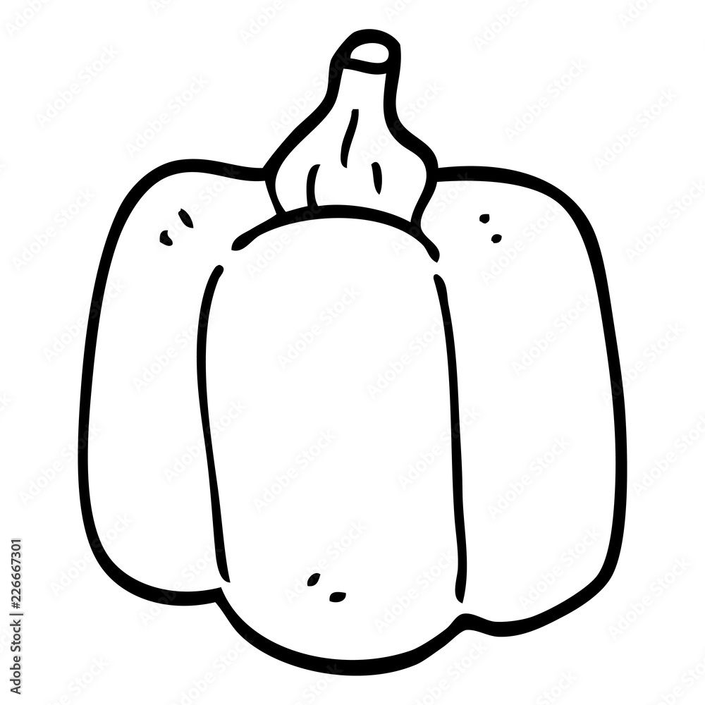 line drawing cartoon organic pepper Stock Vector | Adobe Stock