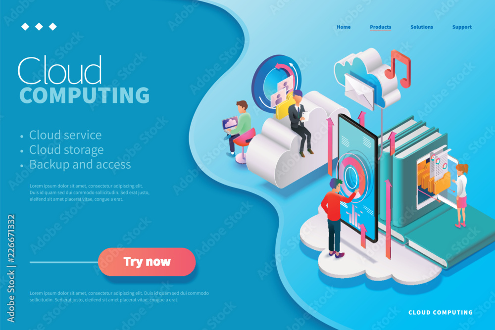 3d isometric cloud computing Stock Vector | Adobe Stock