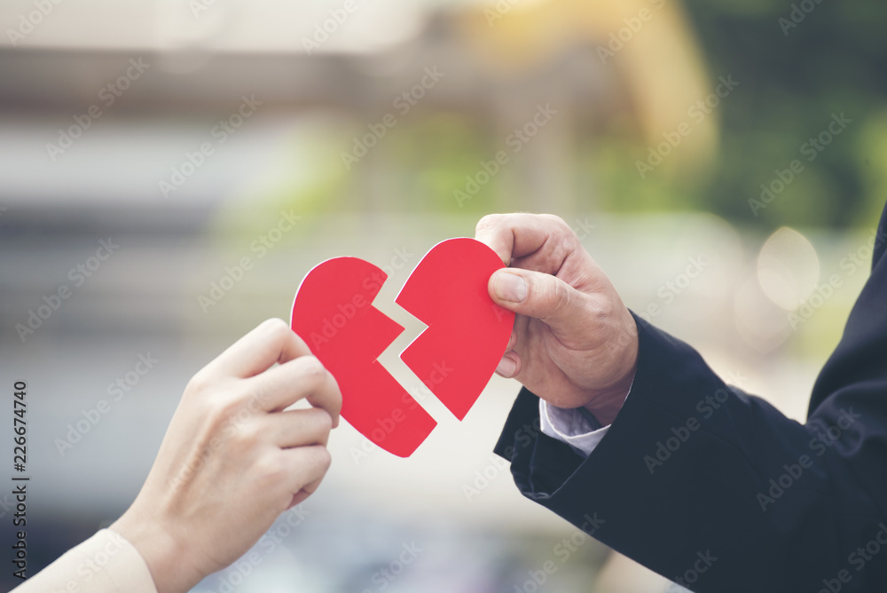 Heart broken. unlucky in love abstract sign of unhappy. close up hands ...