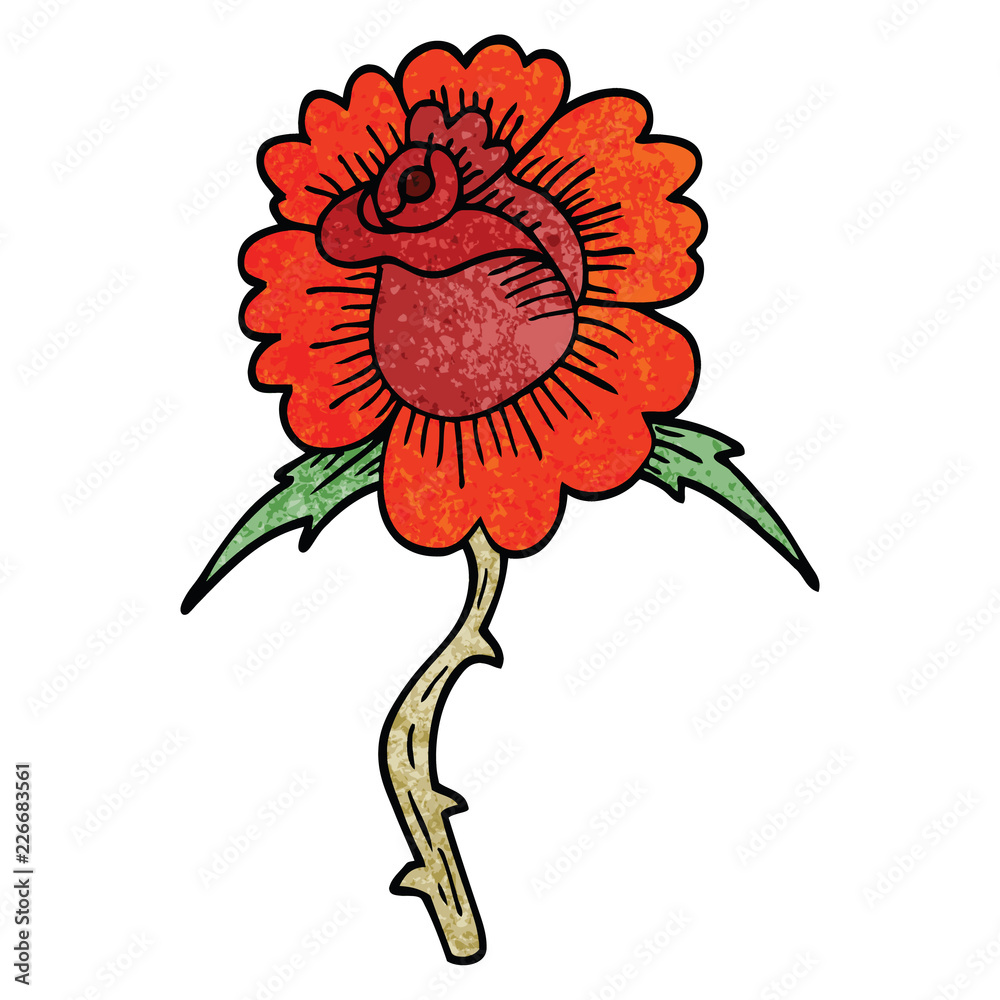 cartoon doodle rose tattoo symbol Stock Vector | Adobe Stock