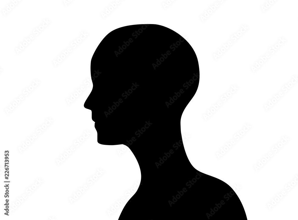 Anonymous man icon. Side view of human head icon shape or profile ...