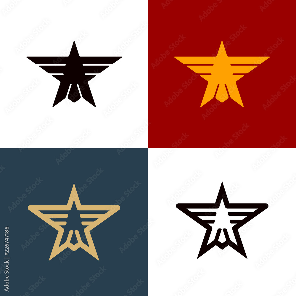 Military star shape with eagle. Vector sign. Logo template. Stock ...