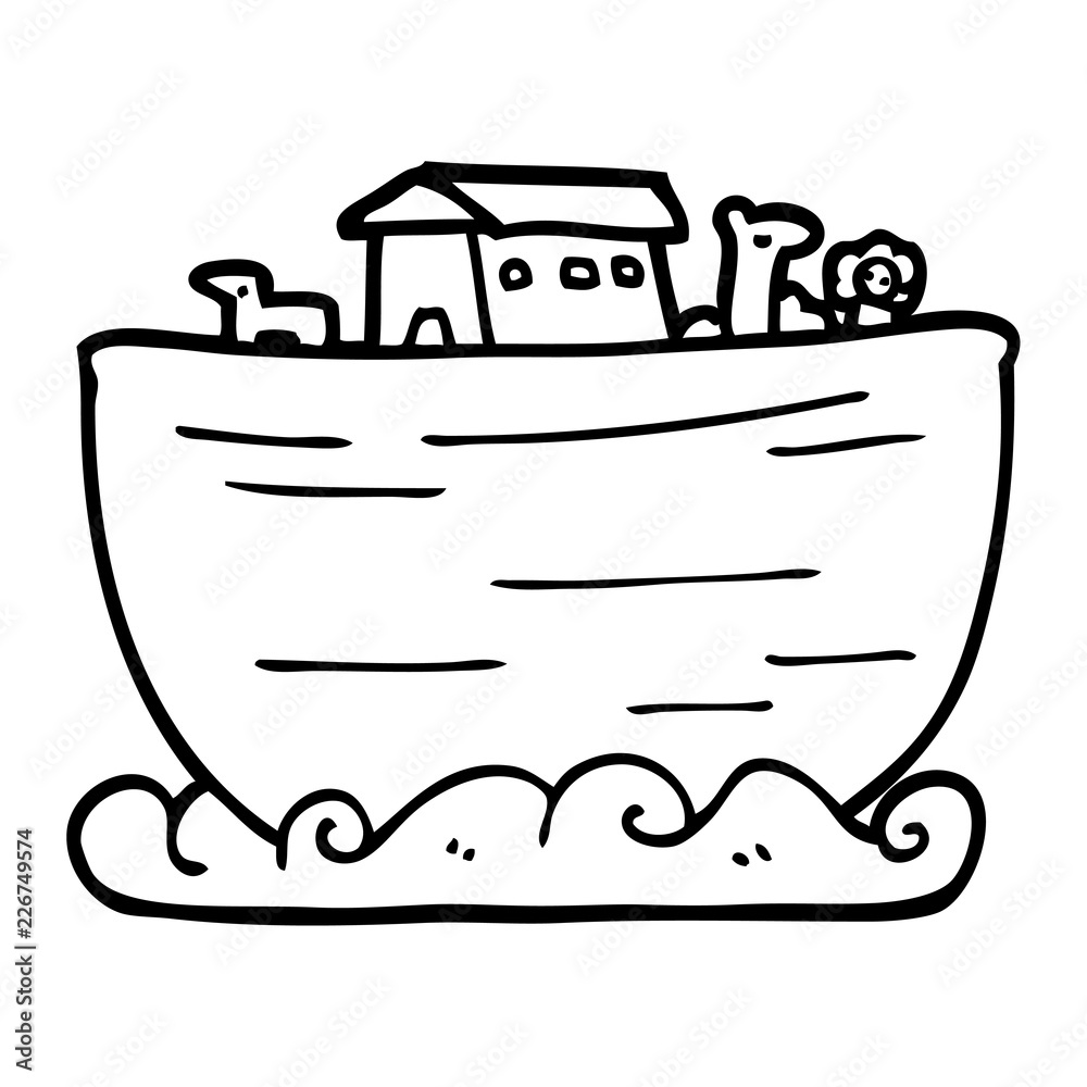 line drawing cartoon noahs ark Stock Vector | Adobe Stock