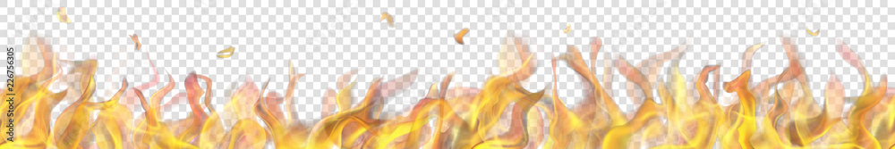 Translucent long fire flame with horizontal seamless repeat on ...