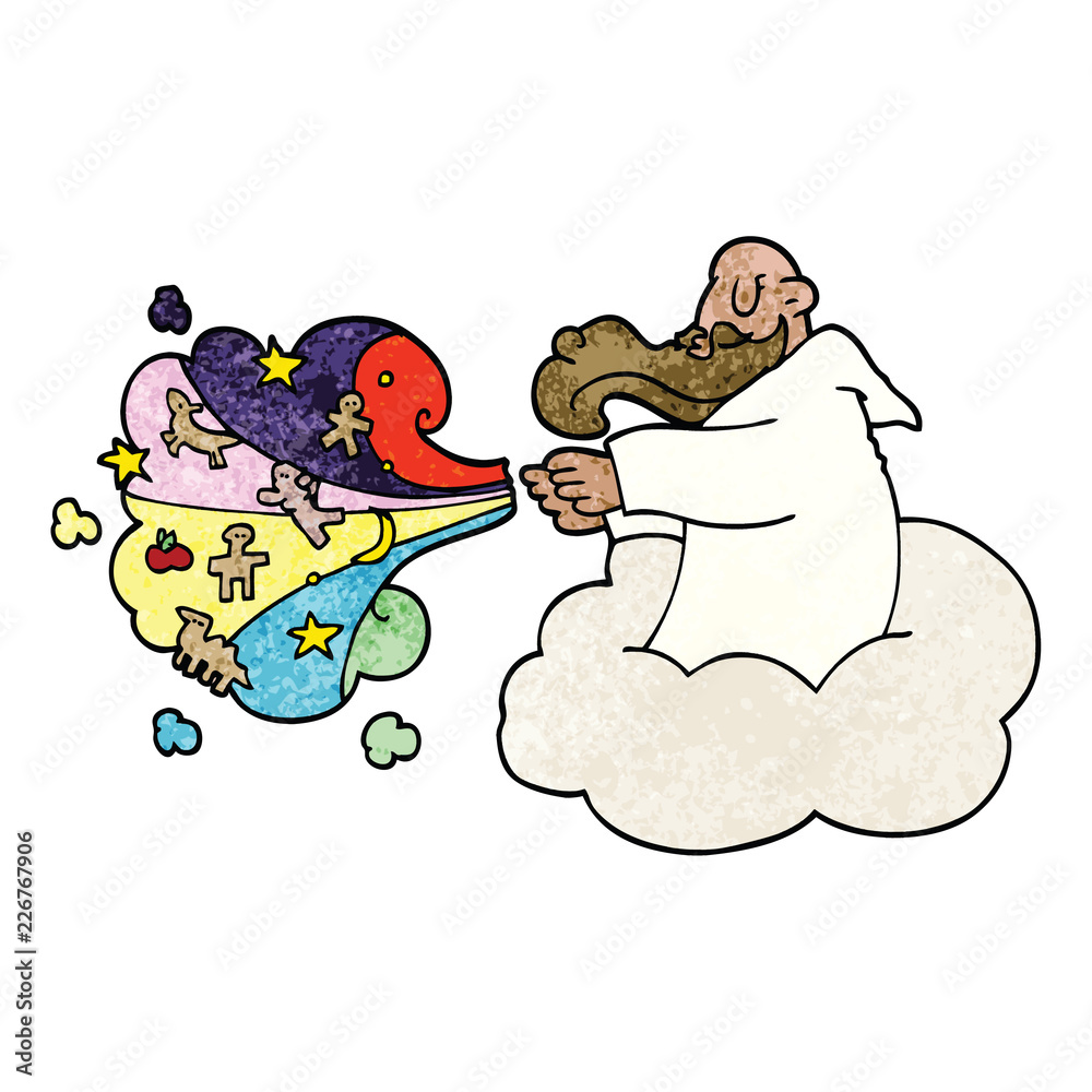 cartoon doodle god creating universe Stock Vector | Adobe Stock