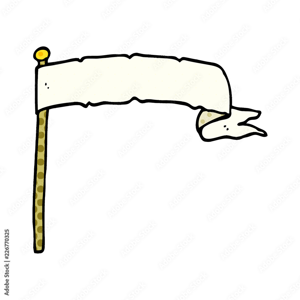 cartoon doodle waving white banner flag Stock Vector | Adobe Stock