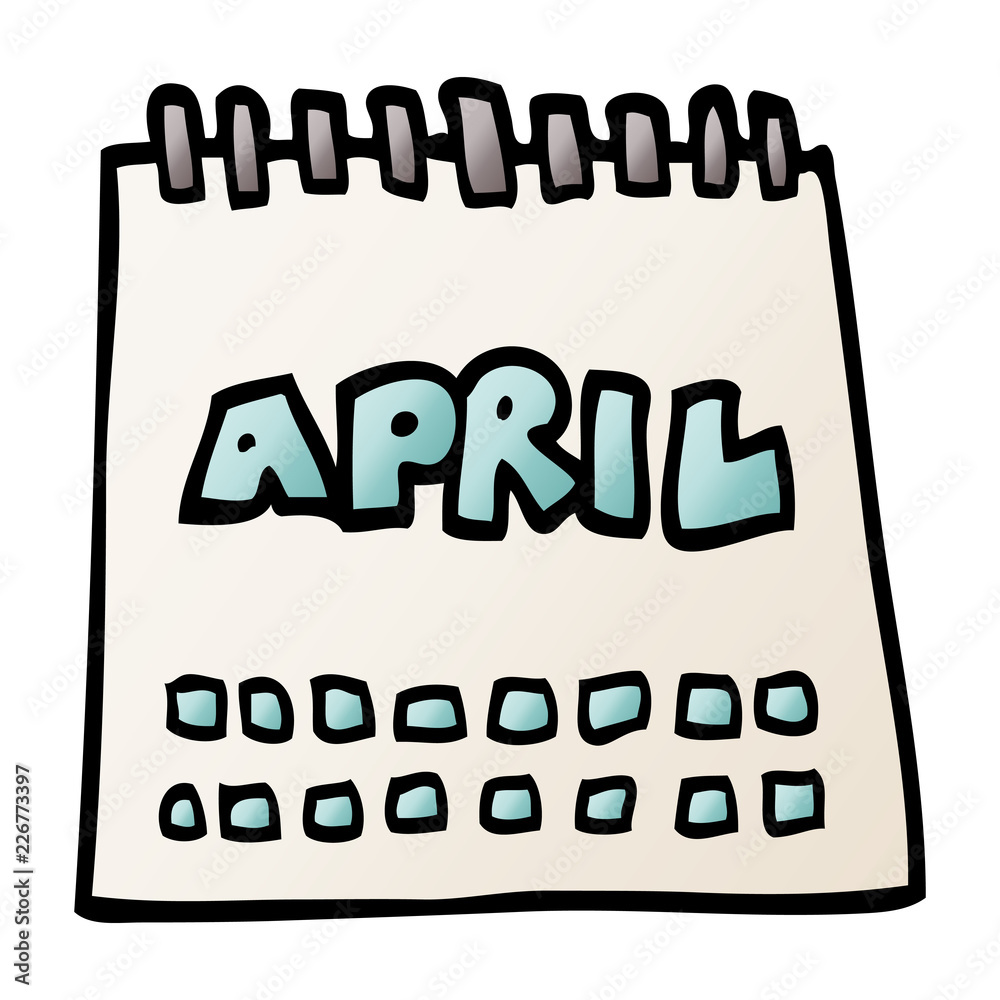 cartoon doodle calendar showing month of april Stock Vector | Adobe Stock