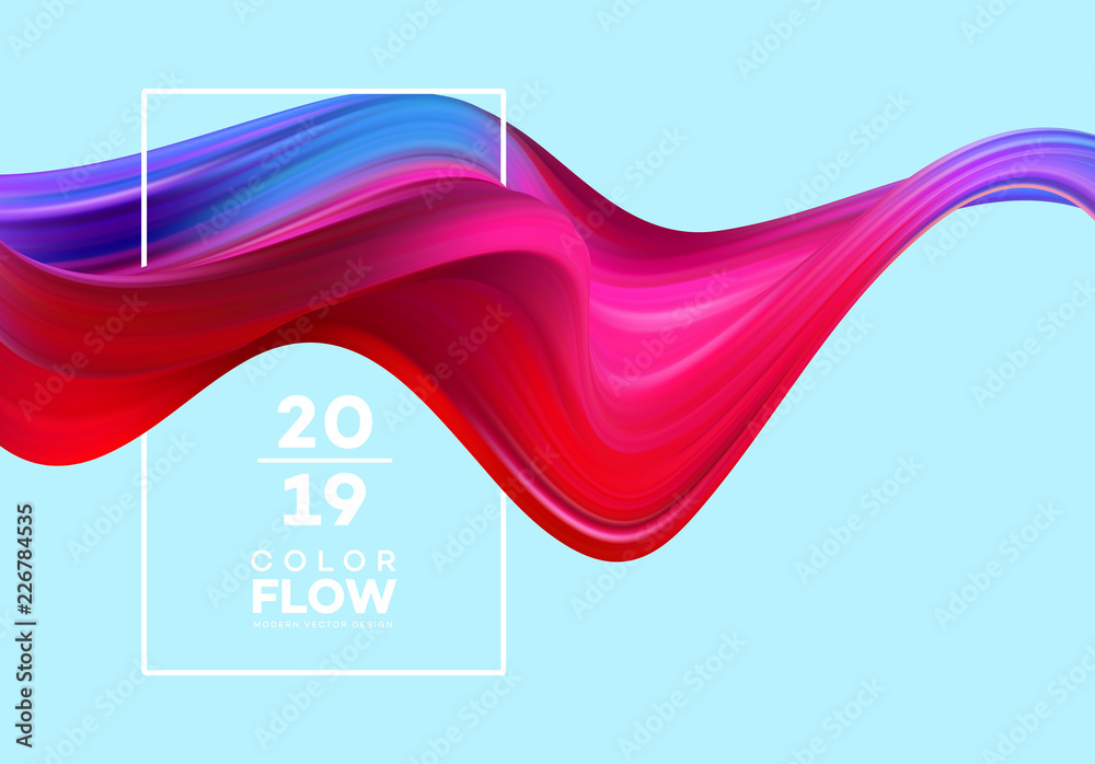 Modern colorful flow poster. Wave Liquid shape in color background. Art ...