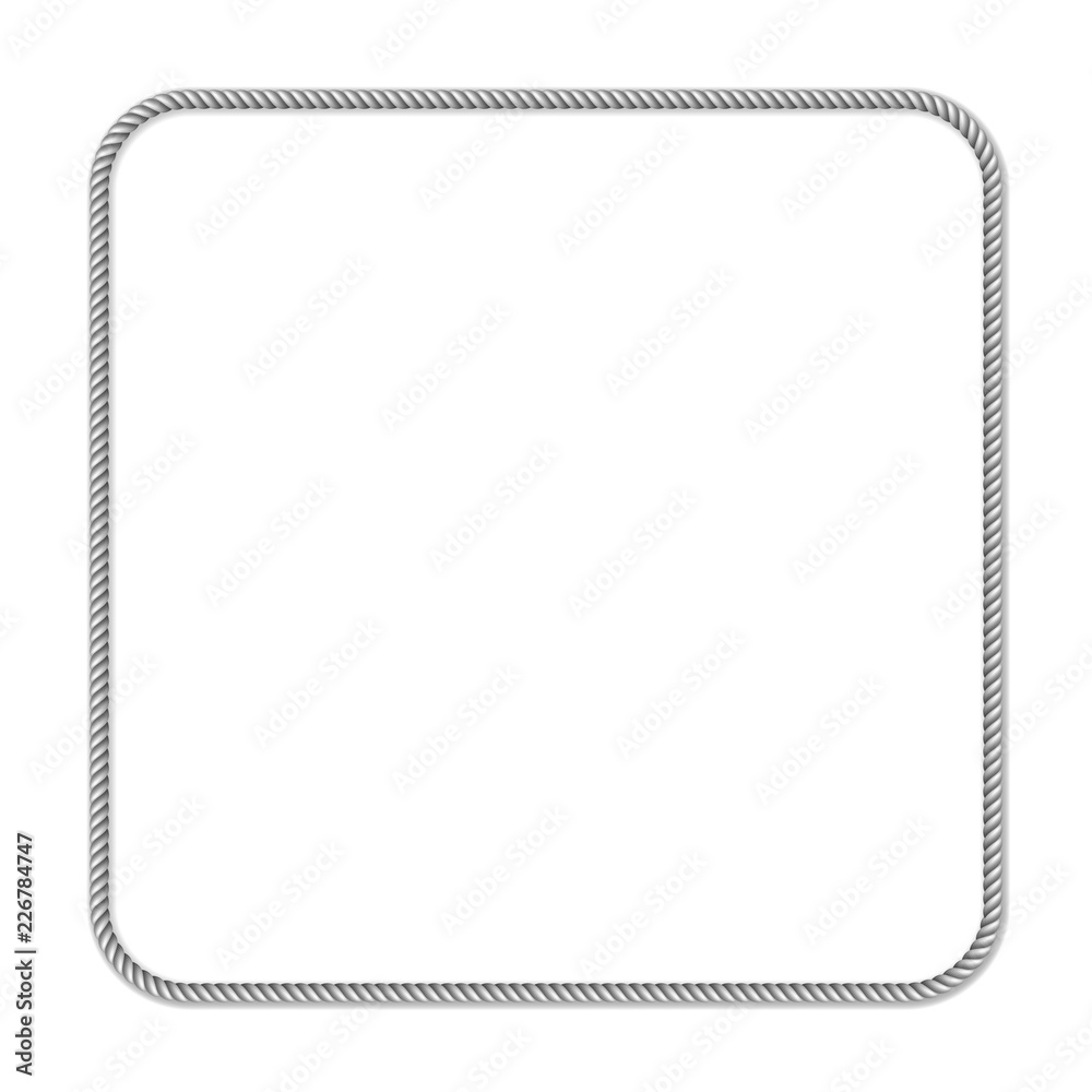 Gray white rope woven vector border with rope knots, vertical vector ...