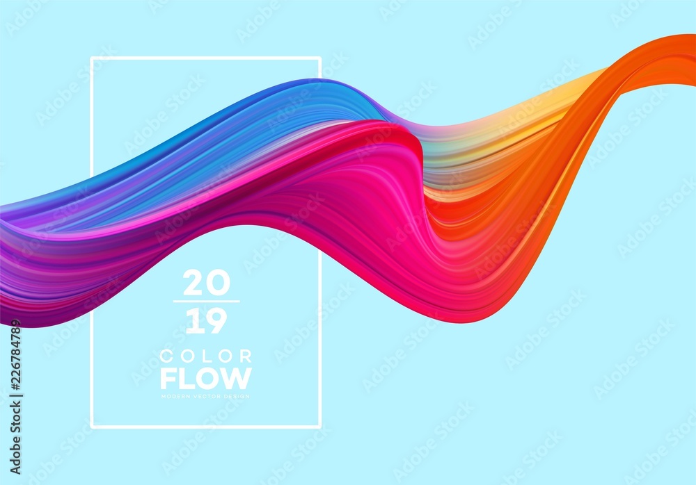 Modern colorful flow poster. Wave Liquid shape in color background. Art ...