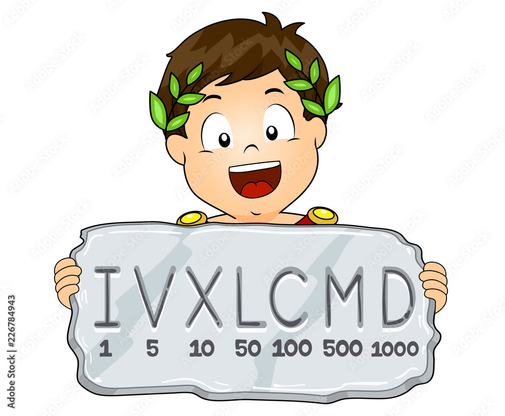Kid Boy Roman Numeral System Illustration Stock Vector | Adobe Stock