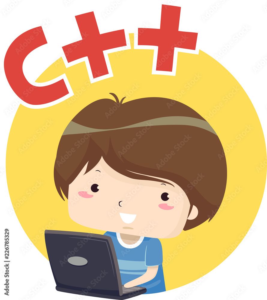 Kid Boy C Plus Plus Illustration Stock Vector | Adobe Stock