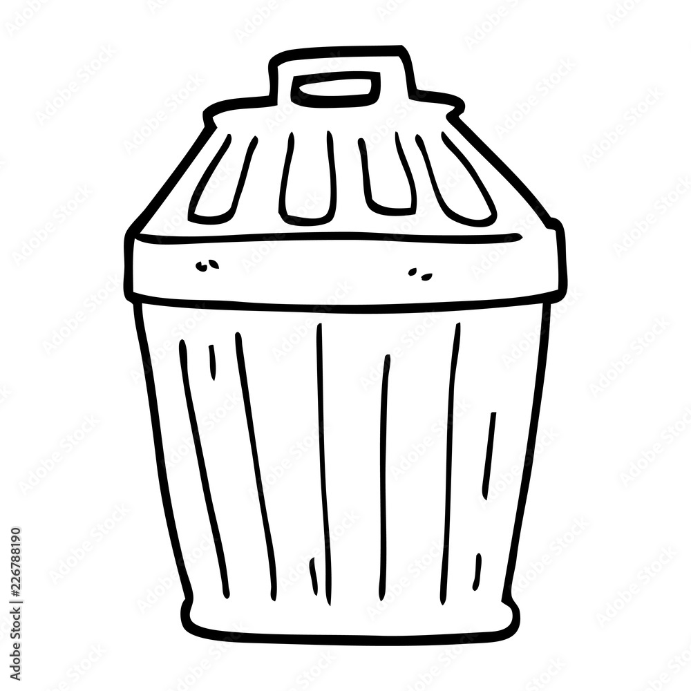 line drawing cartoon waste bin Stock Vector | Adobe Stock