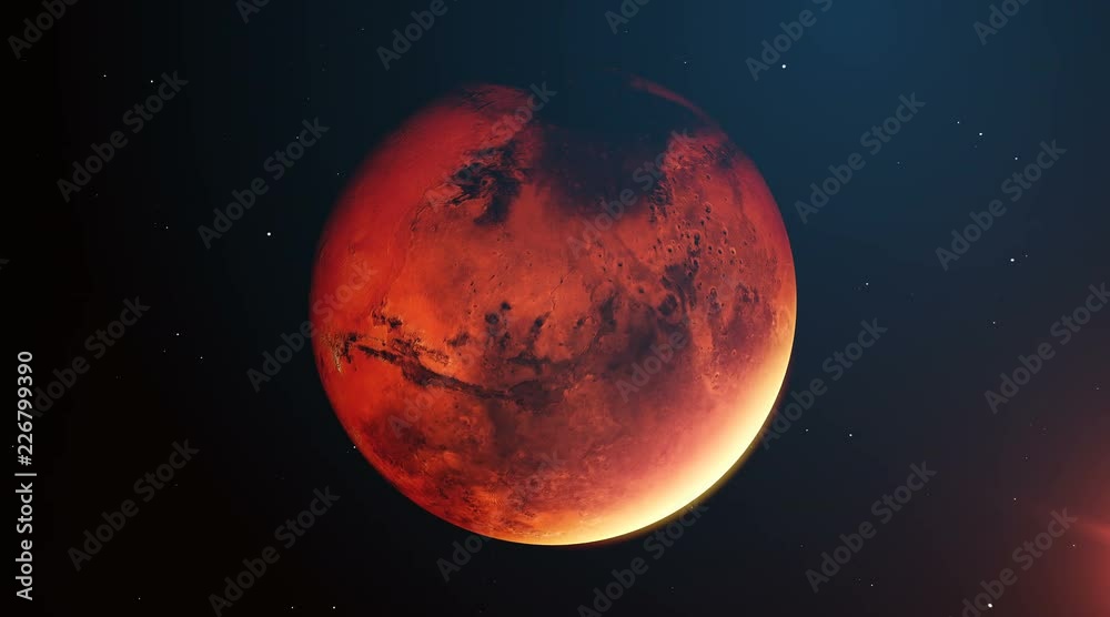 Planet Mars rotating in space, Full Mars planet spinning loop. Epic ...