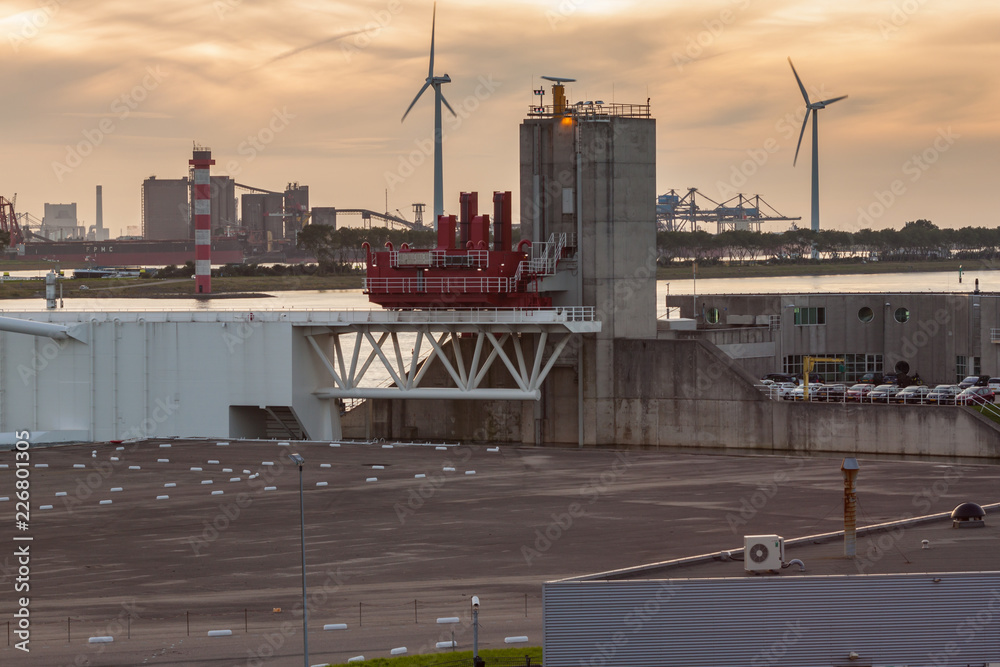 Maeslant gate tower half way submerged Maeslantkering Storm surge ...