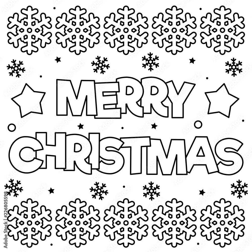 Merry Christmas. Coloring page. Black and white vector illustration ...