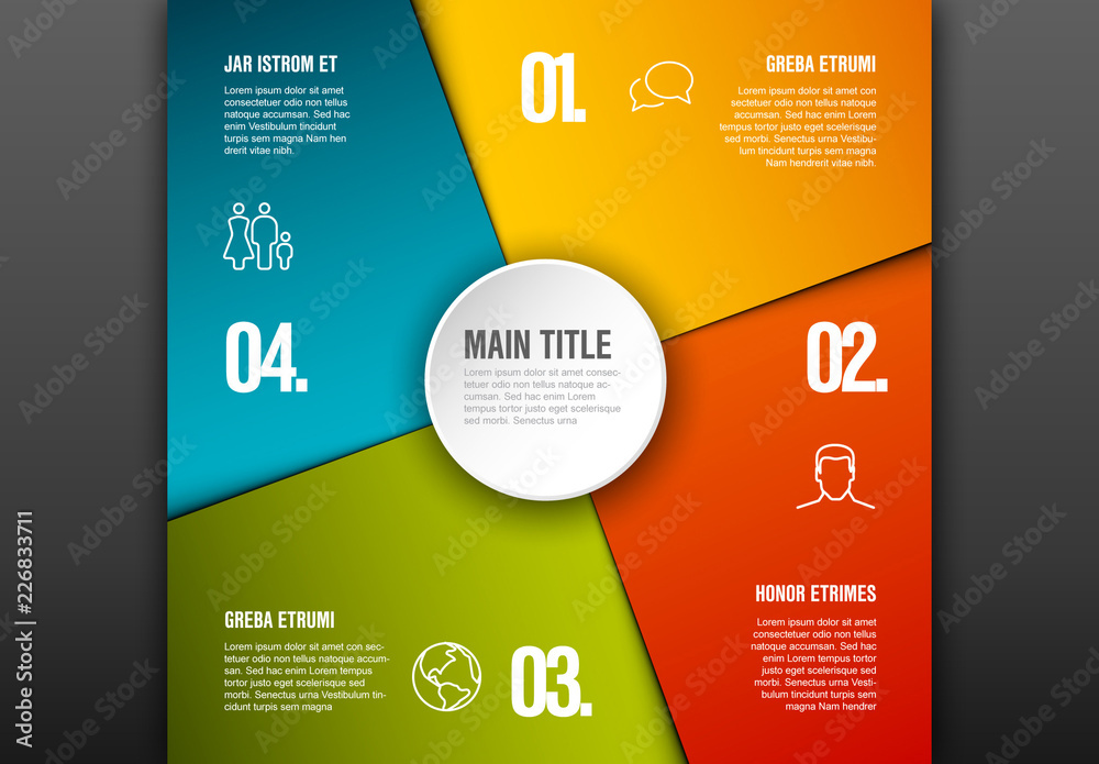 Colorful 4 Section Infographic Layout Stock Template | Adobe Stock