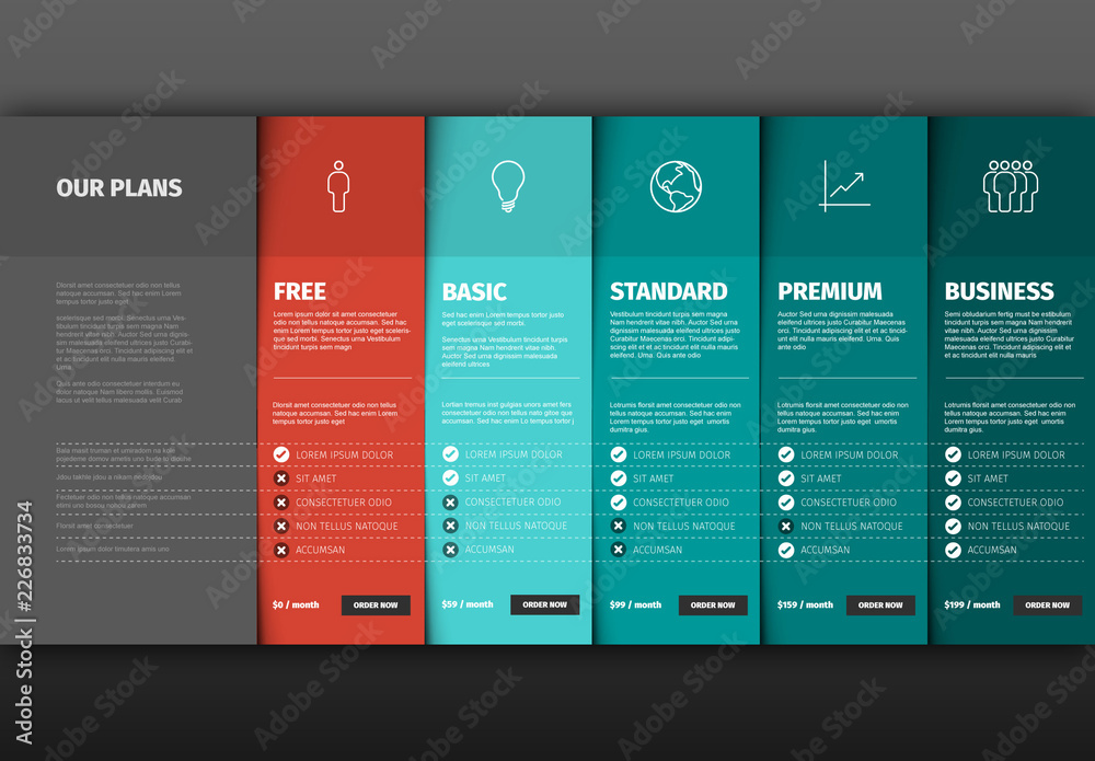 Product/Service Price Comparison Table Infographic Layout Stock ...