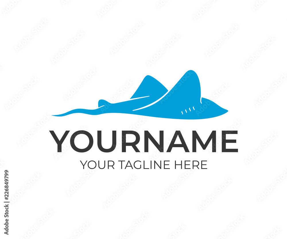 Swimming stingray, logo design. Fish, animal, nature and underwater ...