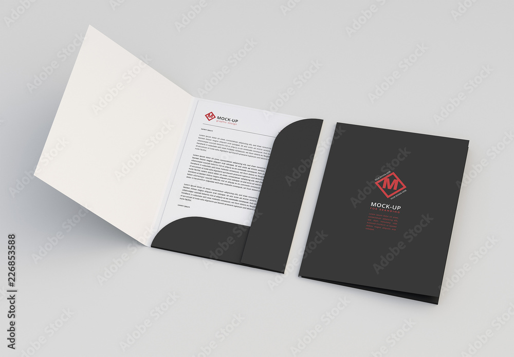 Folder Mockup in Three Colors Stock Template | Adobe Stock