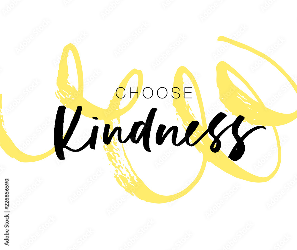 Choose kindness postcard with curly brush stroke. Hand drawn brush ...
