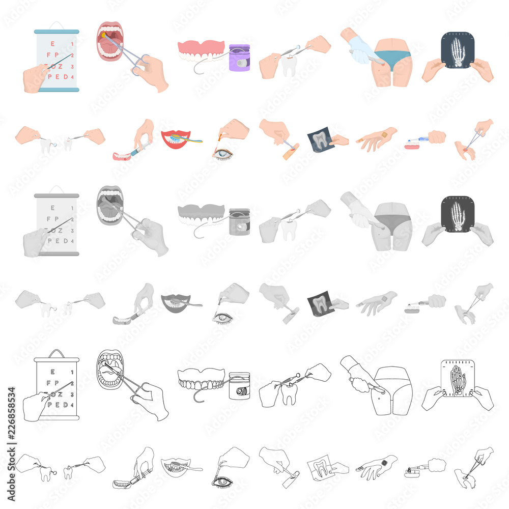 Manipulation by hands cartoon icons in set collection for design. Hand ...
