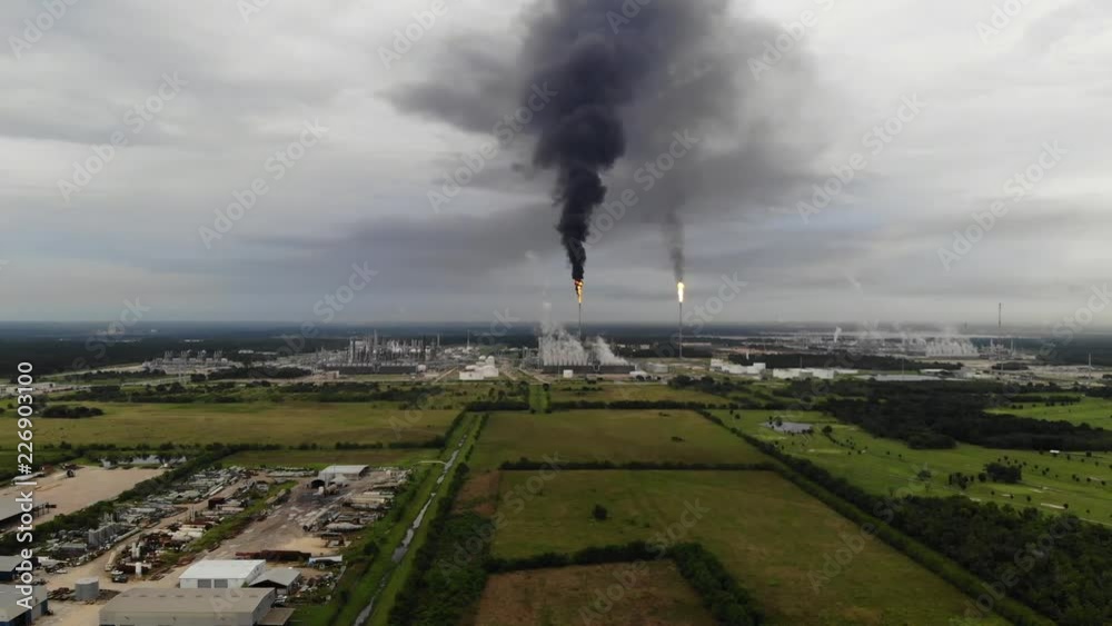 Chemical Plant Conducting Controlled Flaring to Burn Off Excess ...