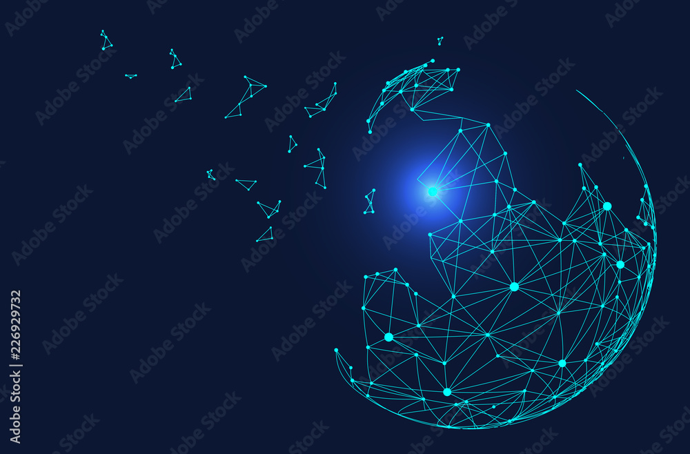 point and line composed world map,representing the global,Global ...
