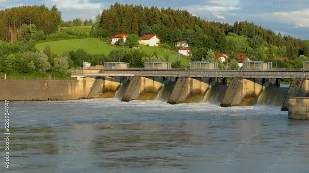 Spillway of the Passau-Ingling hydroelectric dam in Passau, Bayern ...