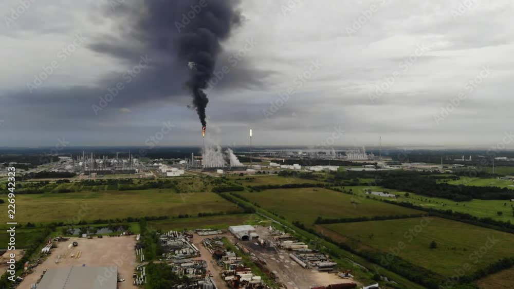 Chemical Plant Conducting Controlled Flaring to Burn Off Excess ...