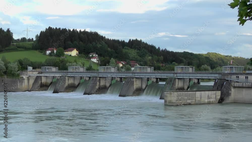 Spillway of the Passau-Ingling hydroelectric dam in Passau, Bayern ...