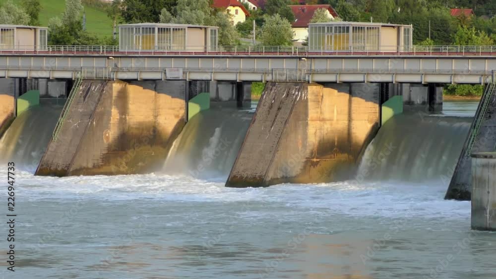 Spillway of the Passau-Ingling hydroelectric dam in Passau, Bayern ...