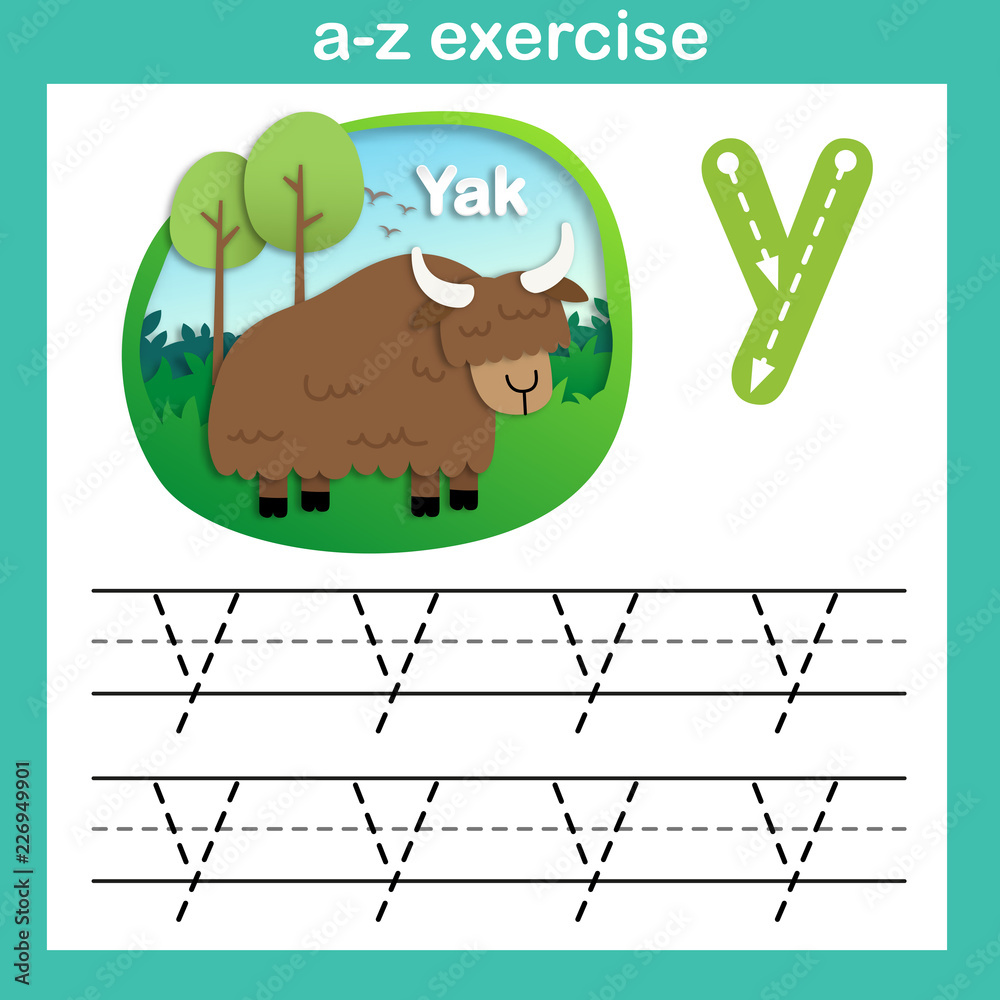 Photo & Art Print Alphabet Letter Y-yak exercise,paper cut concept ...