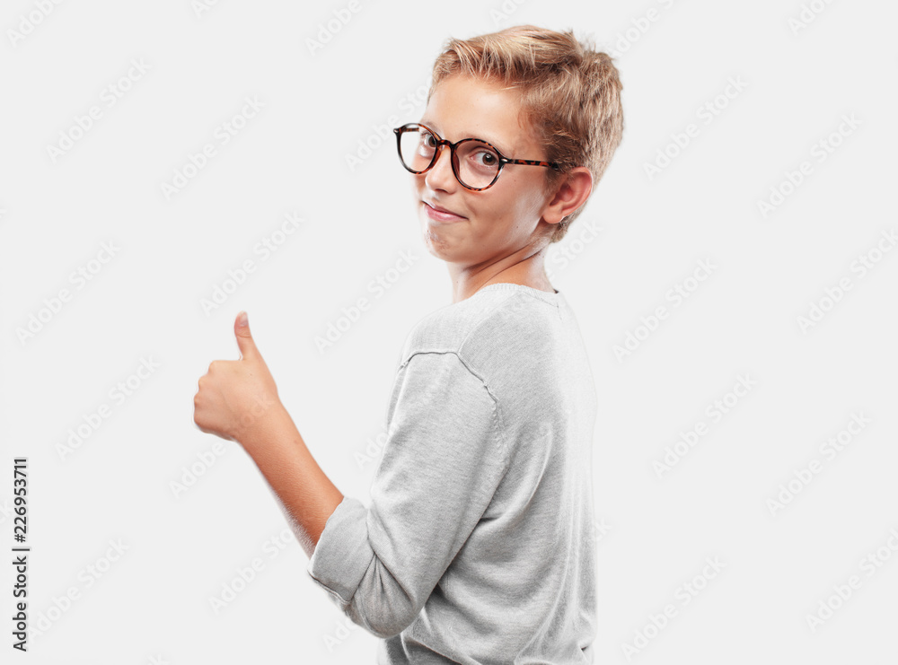young blonde handsome boy with a satisfied, proud and happy look with ...