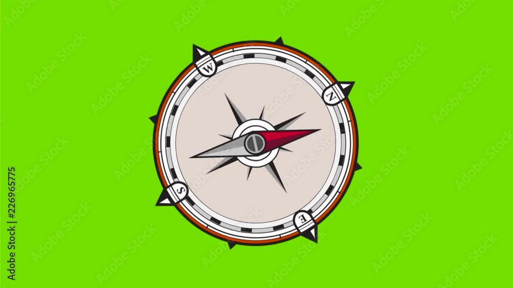 2d Animation motion graphics showing a retro style compass with needle ...