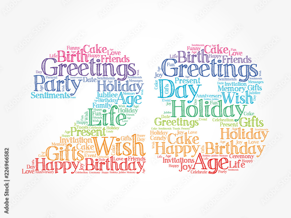 Happy 28th birthday word cloud collage concept Stock Vector | Adobe Stock