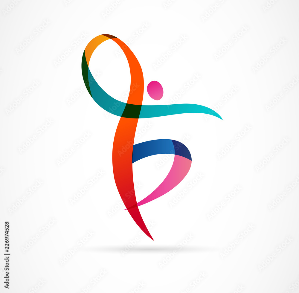 Abstract human figure logo design. Gym, fitness, running trainer vector ...