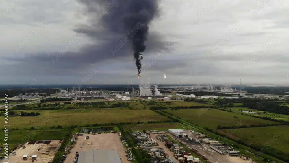 Chemical Plant Conducting Controlled Flaring to Burn Off Excess ...
